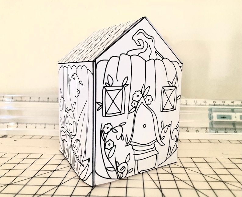 Pumpkin Paper House Coloring Craft - Etsy