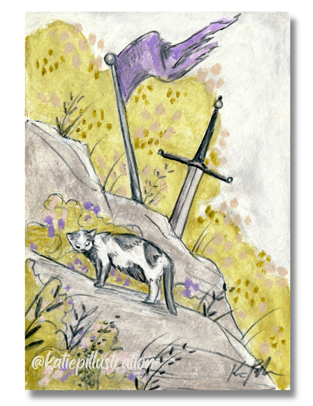 Cat and Sword Fantasy Art Print - Etsy