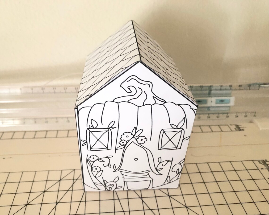 Pumpkin Paper House Coloring Craft - Etsy