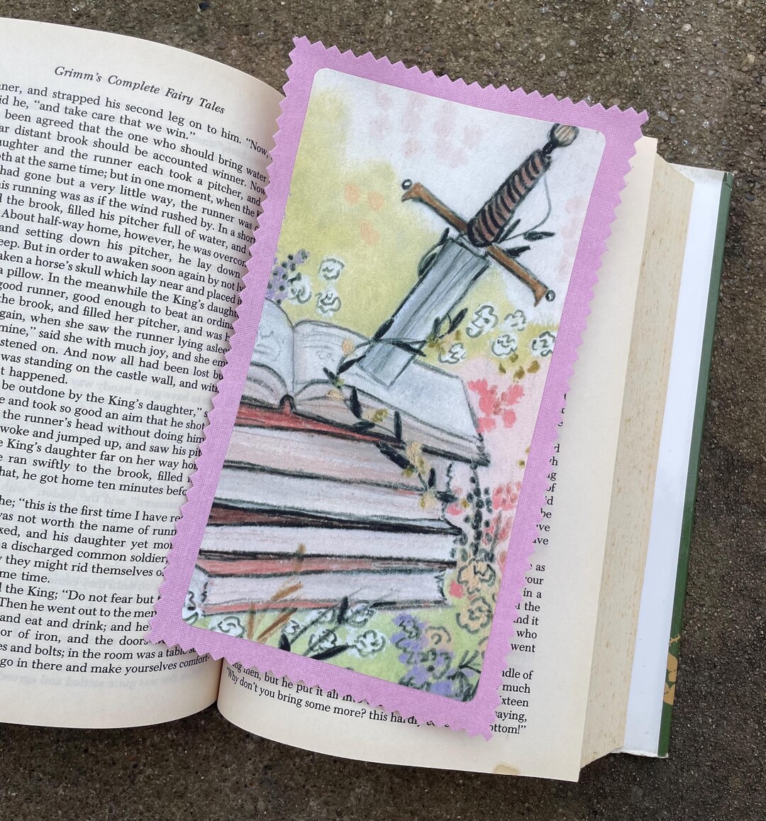 Sword in Bookstack Fabric Fantasy Bookmark (large) - Etsy