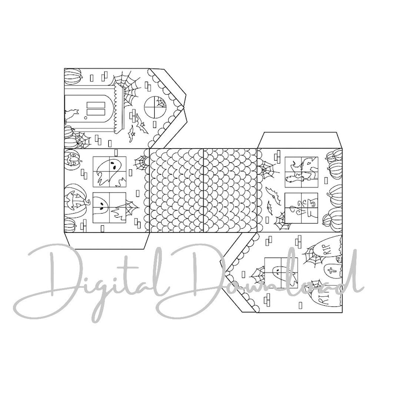 Spooky Paper House Craft Coloring Page Halloween Craft - Etsy