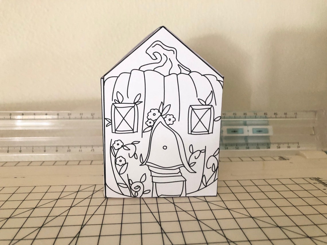 Pumpkin Paper House Coloring Craft - Etsy