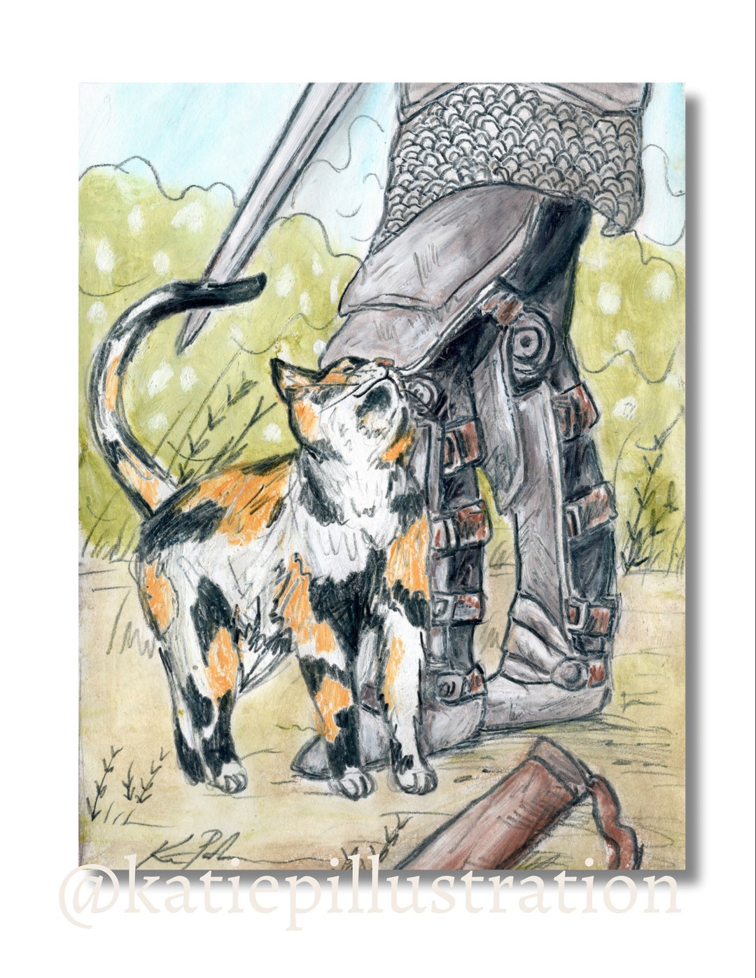 Cat and Knight Fantasy Art Print - Etsy