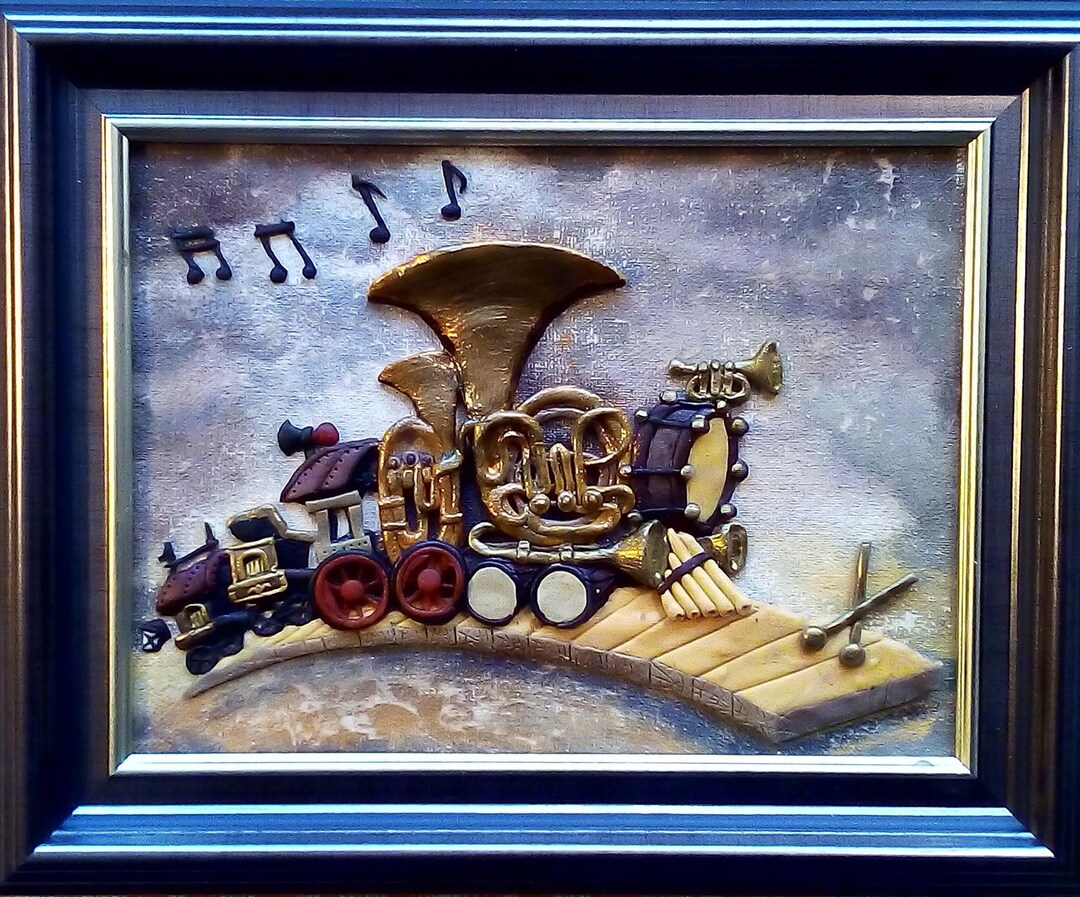 The Train of Sounds, Relief.25x21 Sm, Polymer Clay, 50.- EUR, - Etsy