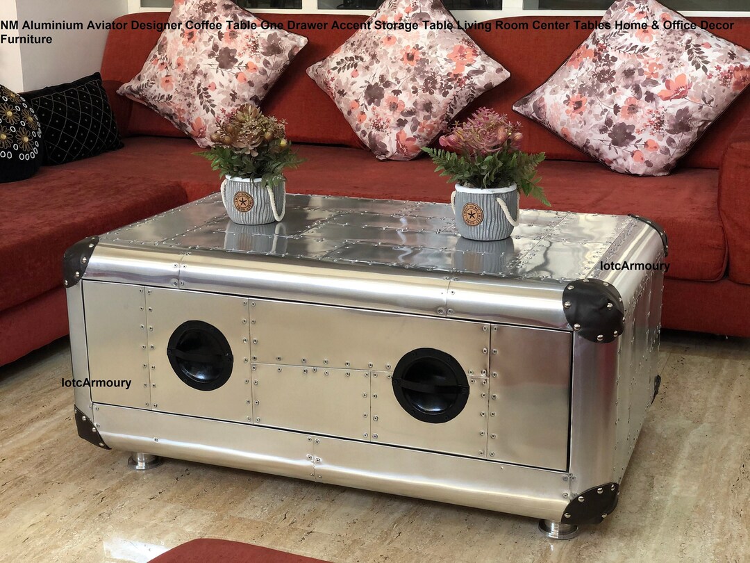 Aluminium Aviator Designer Coffee Table One Drawer Accent - Etsy