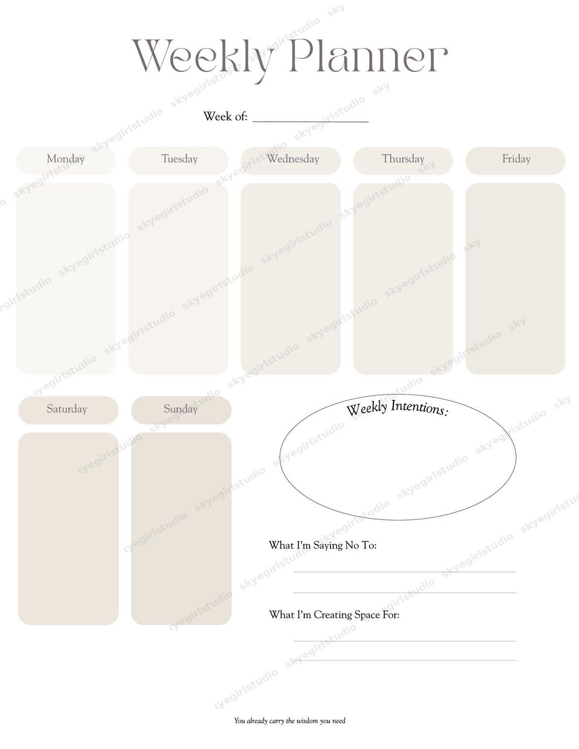 Printable Daily Planner | Weekly & Monthly Digital PDF | Undated ...