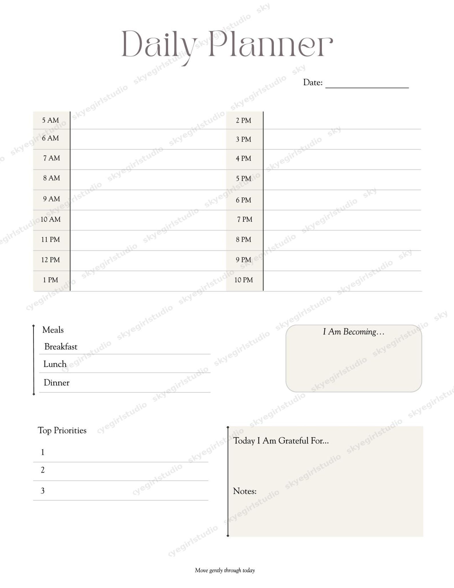 Printable Daily Planner | Weekly & Monthly Digital PDF | Undated ...