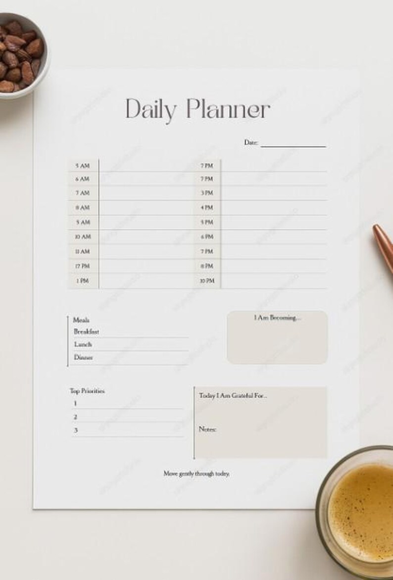 Printable Daily Planner | Weekly & Monthly Digital PDF | Undated ...