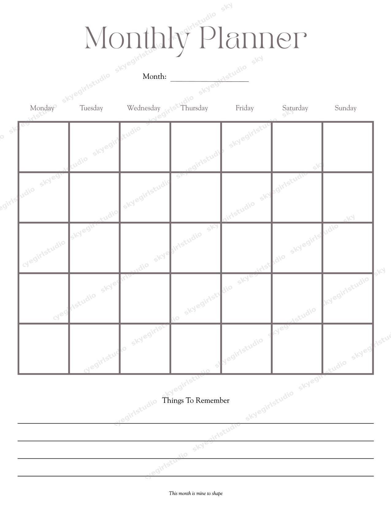 Printable Daily Planner | Weekly & Monthly Digital PDF | Undated ...