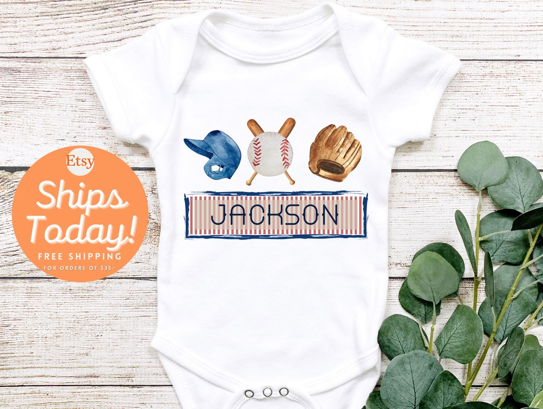 Baby Baseball Onesie® Baby Announcement Onesie® Personalized Baby ...