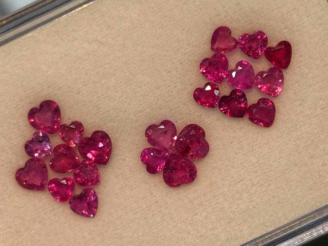 Natural Ruby Heart Shape Gemstone for Jewelry for Her Gift. 3&4 MM Size ...