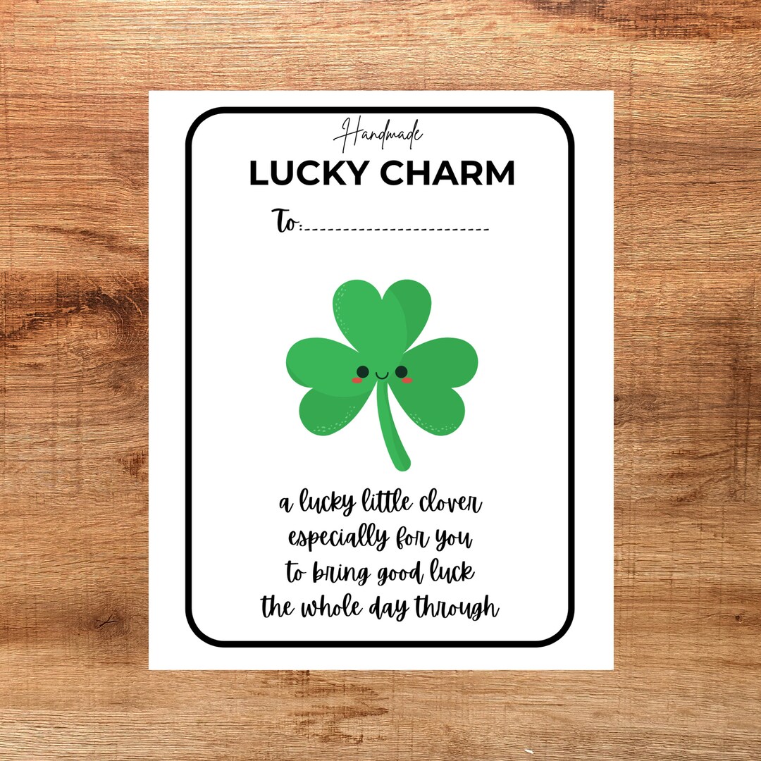 Printable Lucky Charm Display Card/st Patricks Clover Label Backing ...