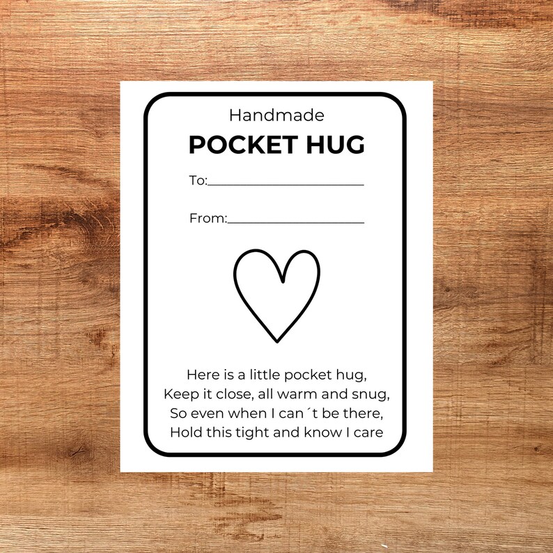 Pocket Hug Tag Display Card Inlay Printable Label Tag Backing Card for ...