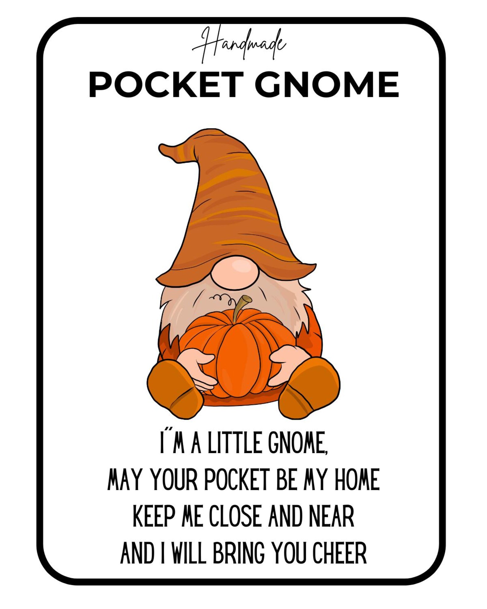 Pocket Gnome Display Card/printable Tag Label Backing Card for Handmade ...