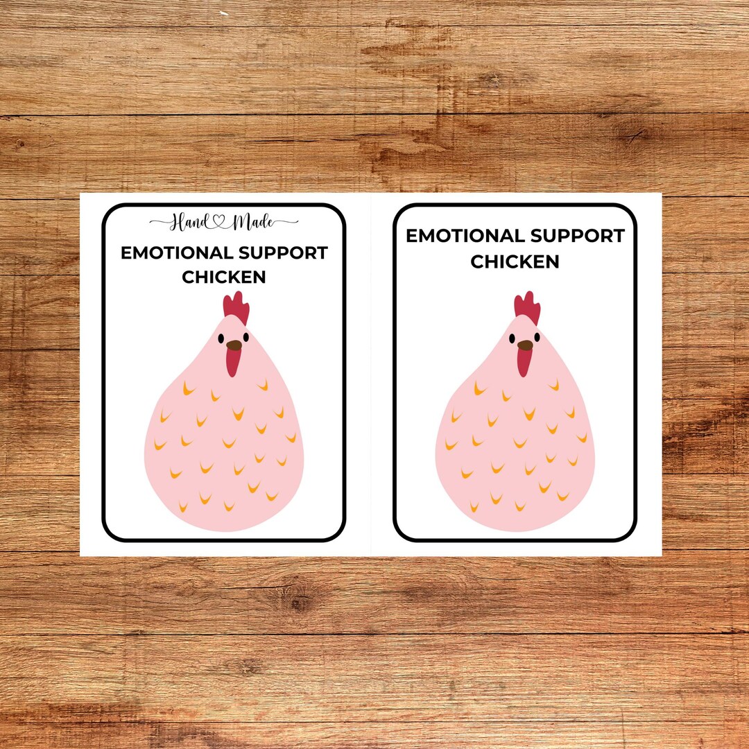 Emotional Support Chicken Display Card/printable Tag Label for Handmade ...
