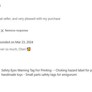 Safety Eyes Warning Tag for Printing -- Choking Hazard Label for ...