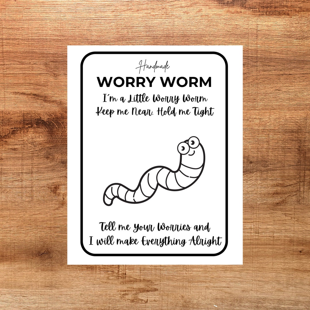 Worry Worm Display Card/printable Tag Label Backing Card for Handmade ...