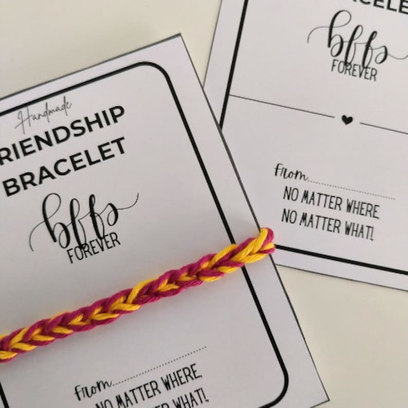 Friendship Bracelet Display Card Printable Handmade BFF Bracelet Tags ...