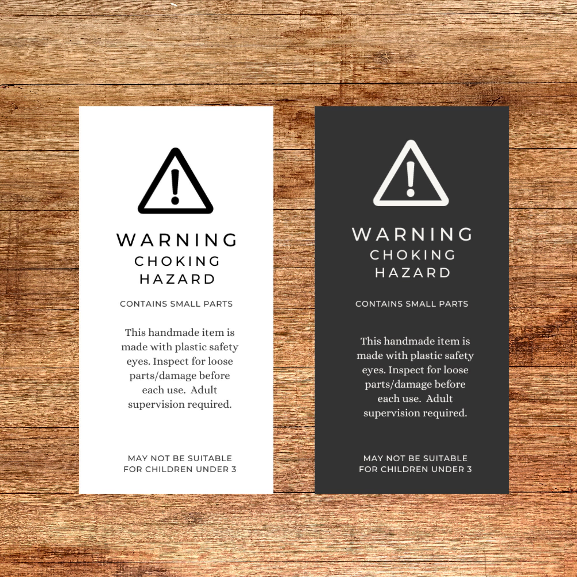 Safety Eyes Warning Tag for Printing Choking Hazard Label for Plastic ...