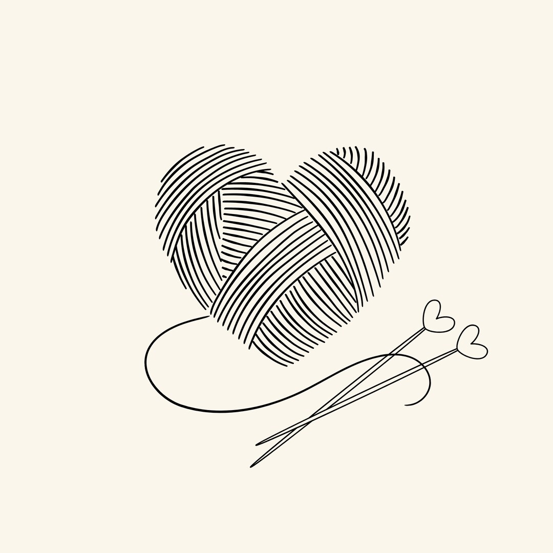 Yarn Heart Knitting SVG File -- Knitting Digital Sticker -- Yarn Ball ...