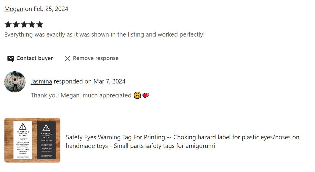 Safety Eyes Warning Tag for Printing -- Choking Hazard Label for ...