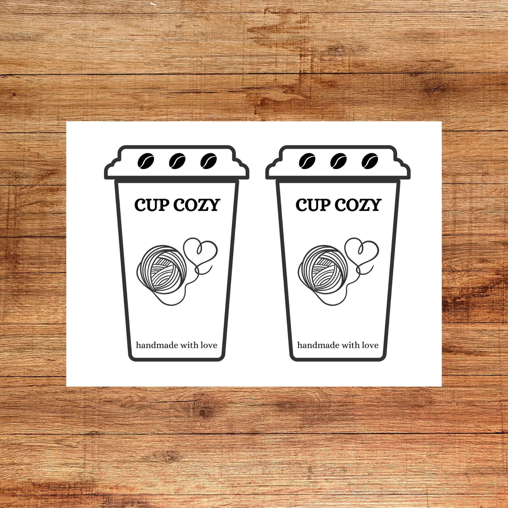 Printable Cup Cozy Display Card TEMPLATE 4 Templates Printable PDF PNG ...