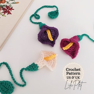 Flower Bookmark CROCHET PATTERN - Easy Calla Lily Bookmark Tutorial- PDF Instant Download - Etsy