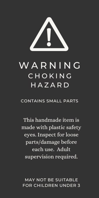 Safety Eyes Warning Tag for Printing -- Choking Hazard Label for ...