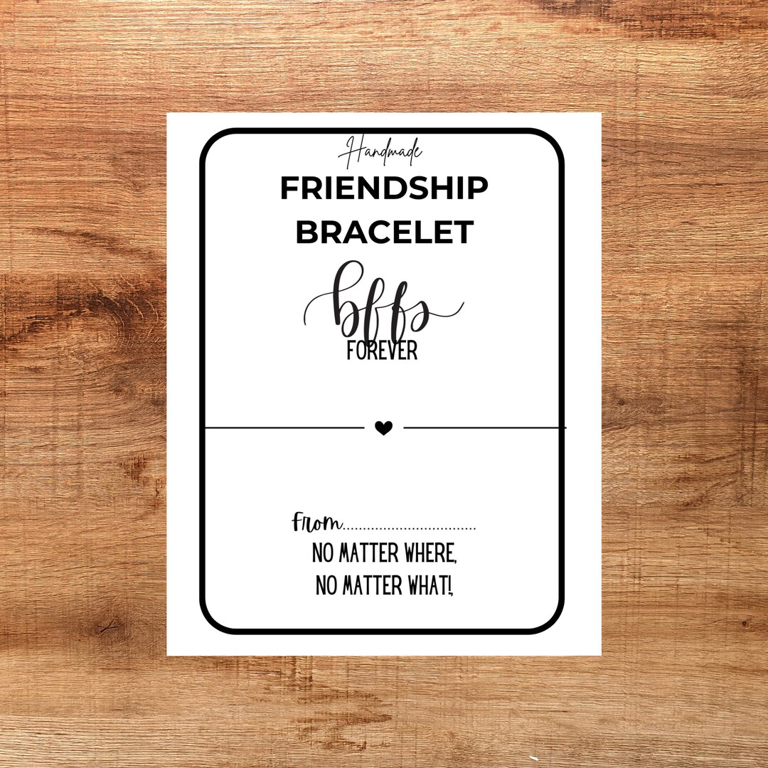 Friendship Bracelet Cards Printable - Digital Download PDF - Handmade ...