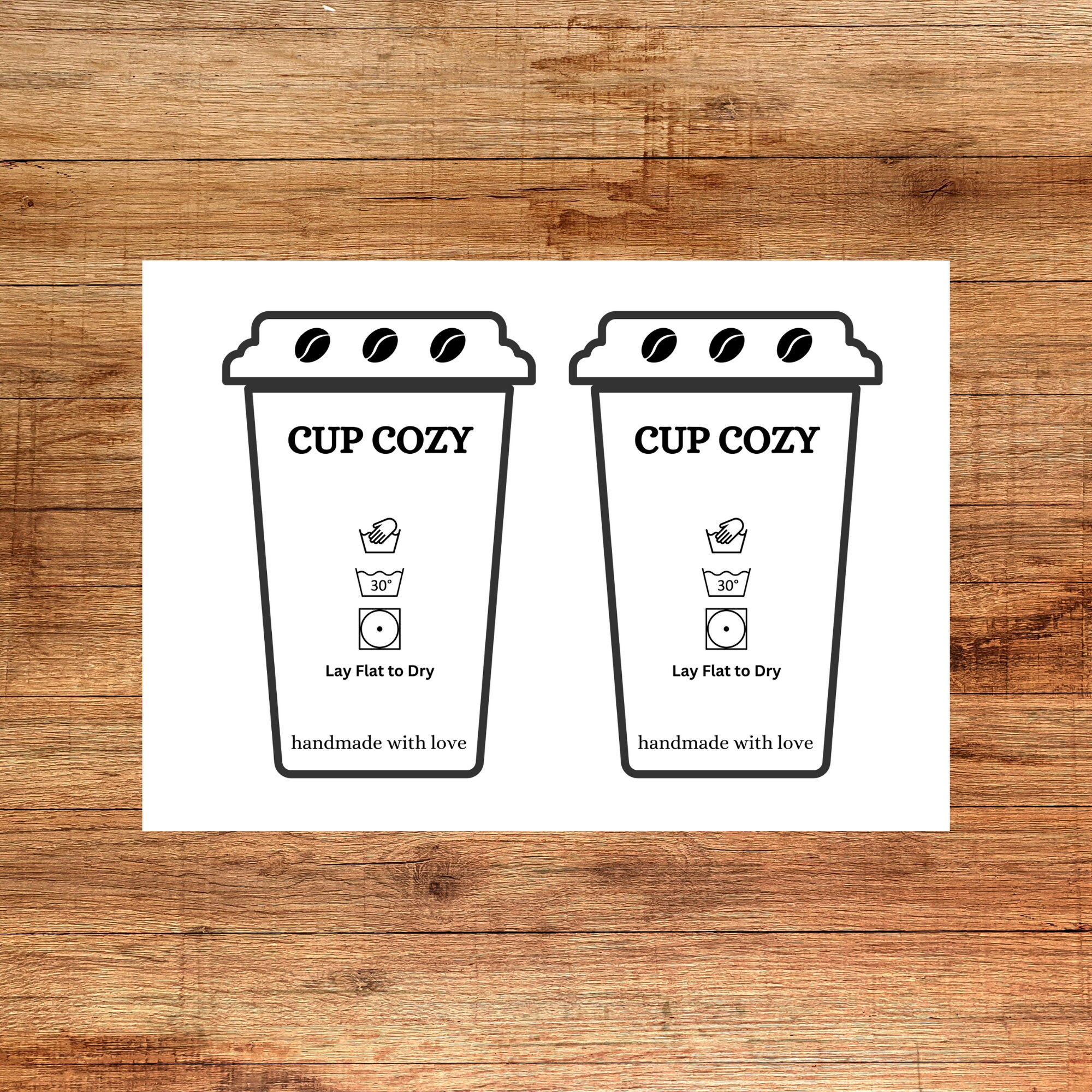Printable Cup Cozy Display Card TEMPLATE 4 Templates Printable PDF PNG ...