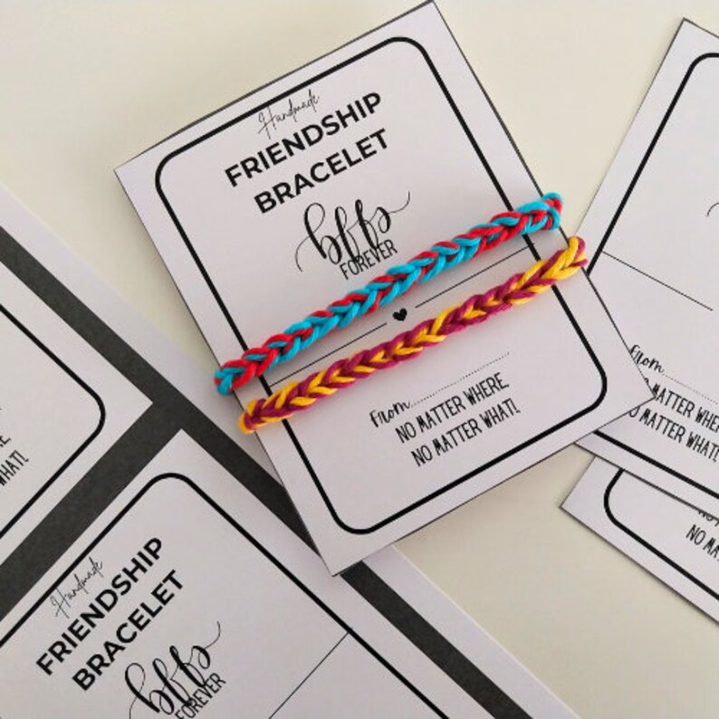 Friendship Bracelet Display Card Printable Handmade BFF Bracelet Tags ...