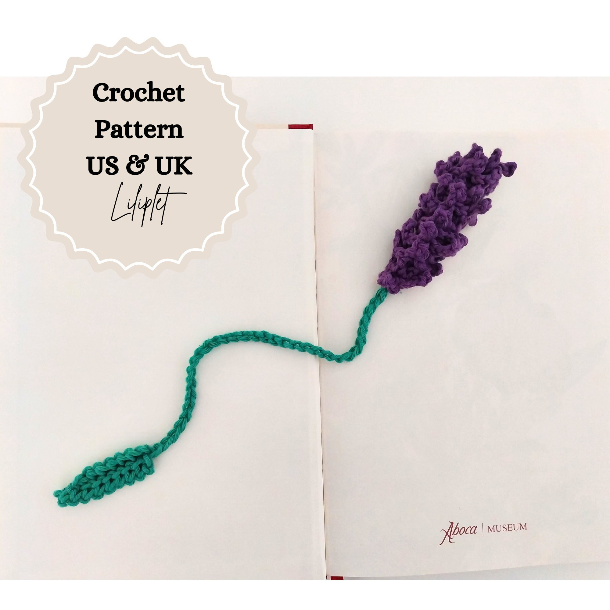 Flower Bookmark CROCHET PATTERN - Easy Lavender Bookmark Tutorial- PDF ...