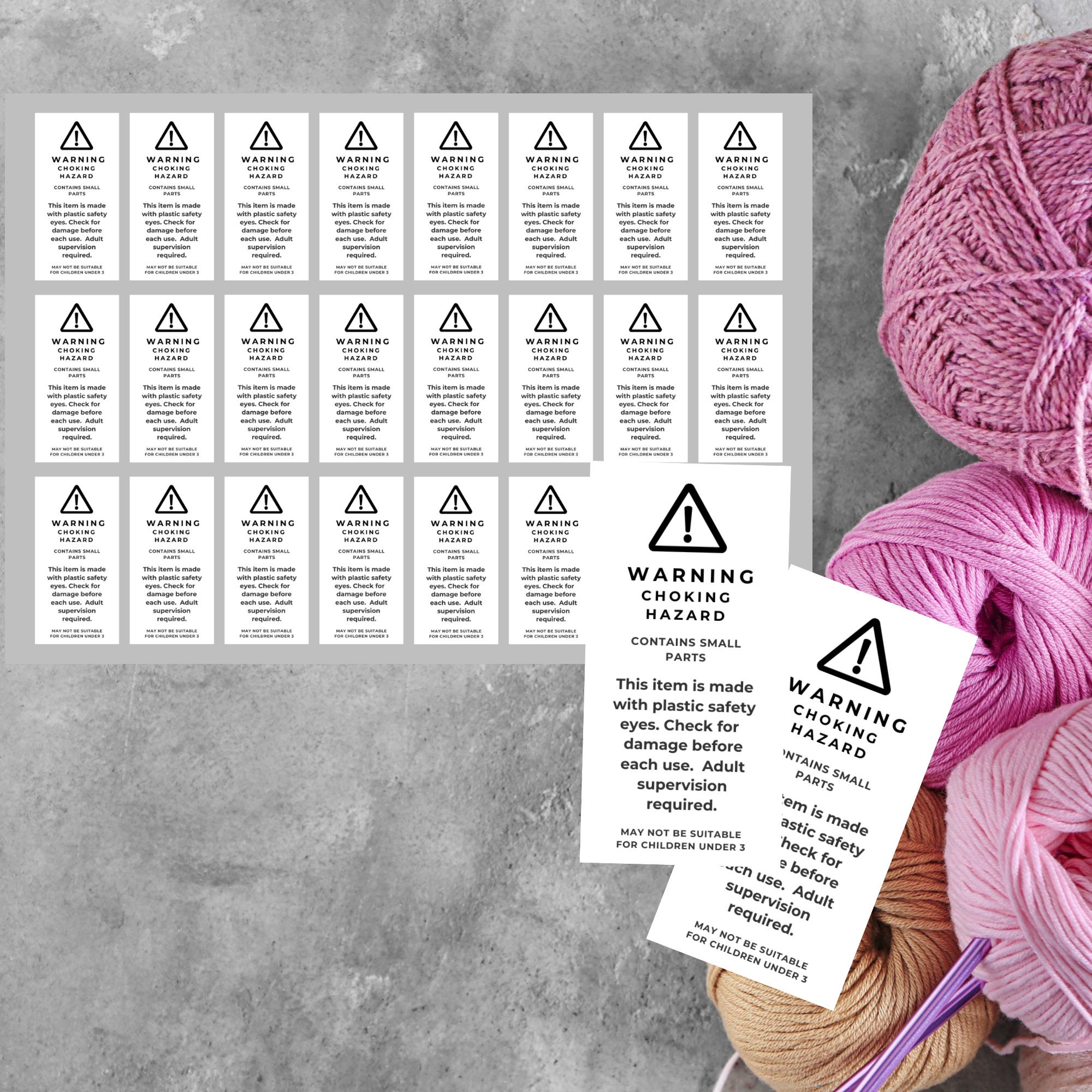 Safety Eyes Warning Tag for Printing -- Choking Hazard Label for ...