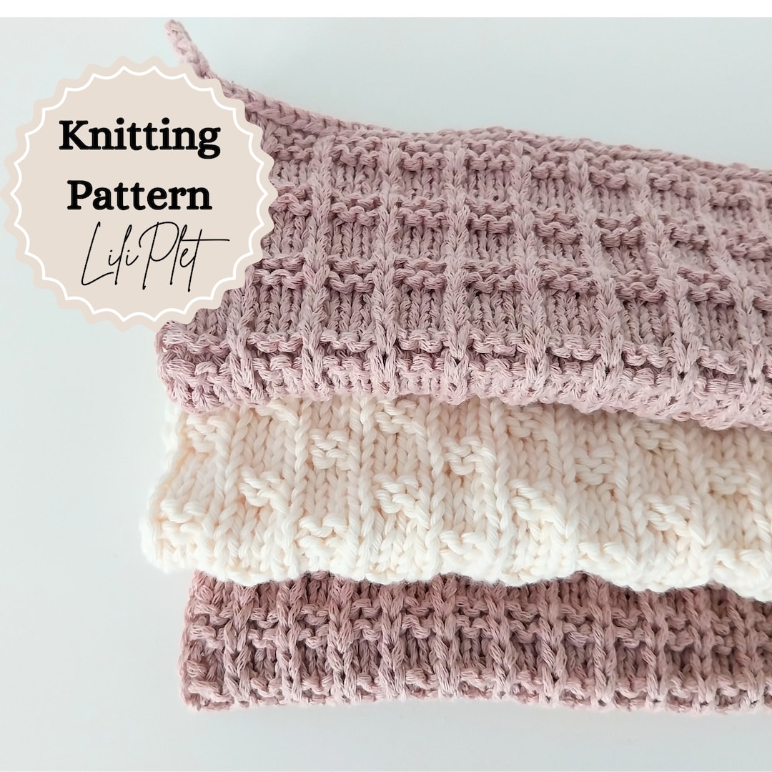 Dish Cloth KNITTING PATTERN X 3/ Easy Patterns/worsted Medium Yarn ...