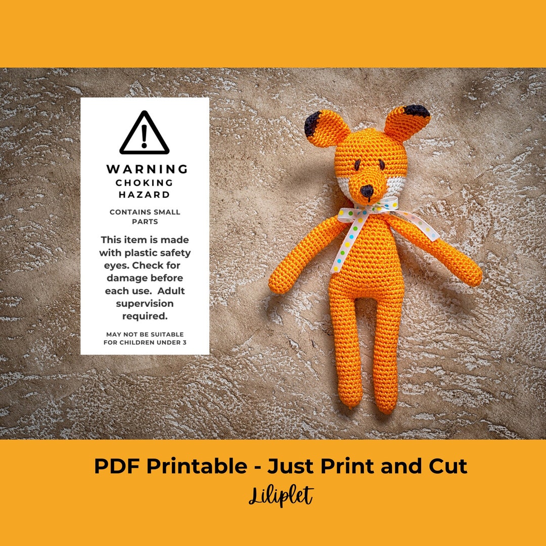 Safety Eyes Warning Tag for Printing -- Choking Hazard Label for ...