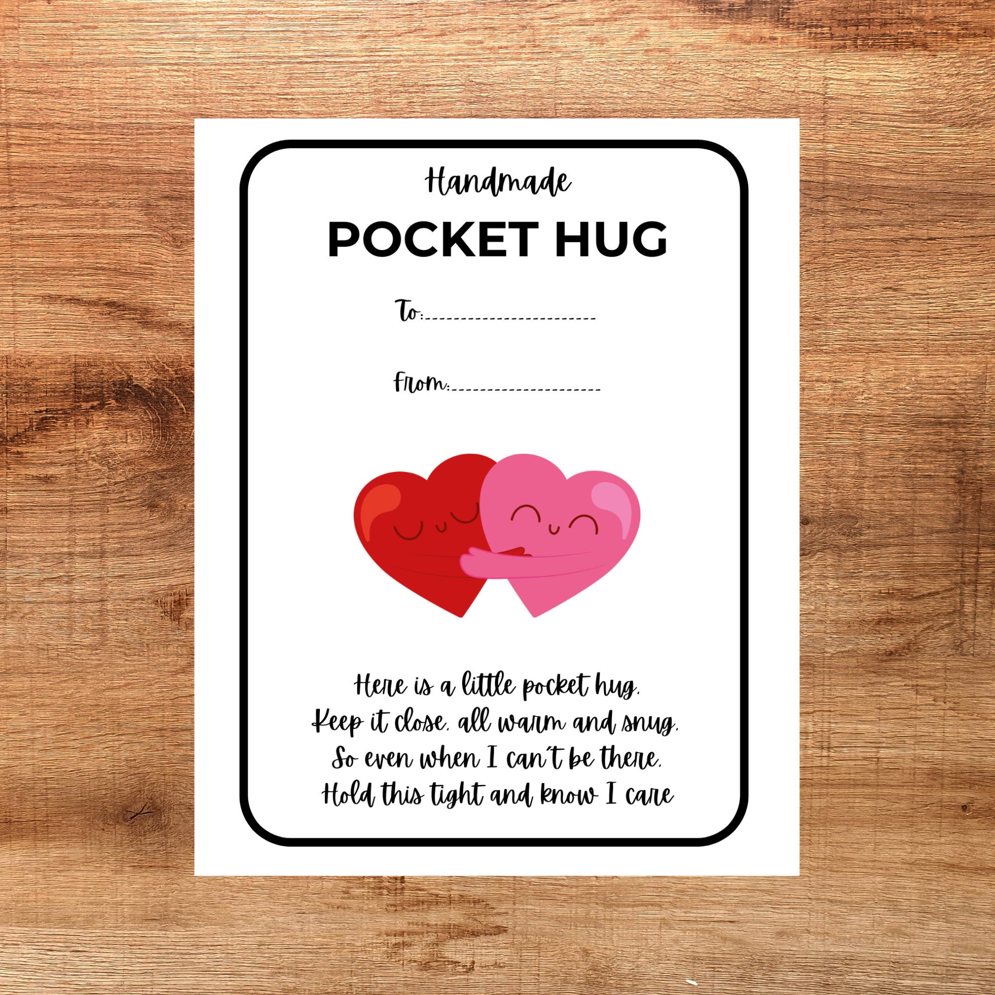 Printable Pocket Hug Tag Backing Card Label Tag Display Card/inlay for ...