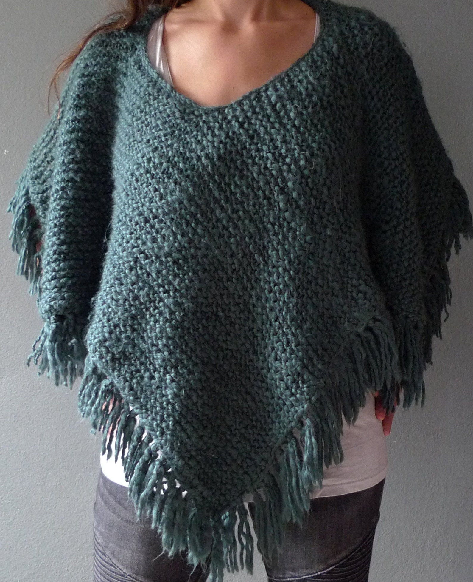 KNITTING PATTERN Easy Poncho/poncho Pattern/beginner Knit - Etsy