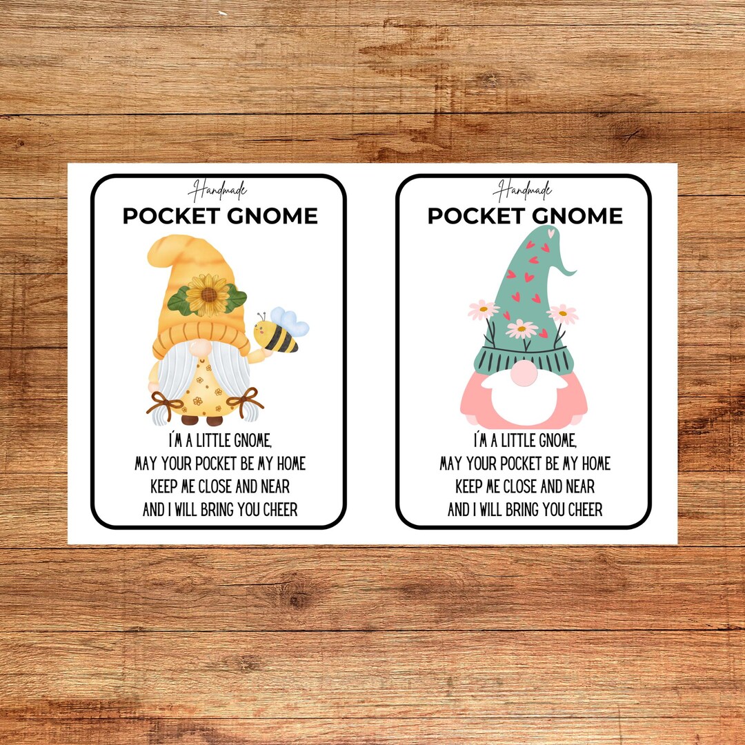 Pocket Spring Gnome Display Card/printable Tag Label Backing Card for ...