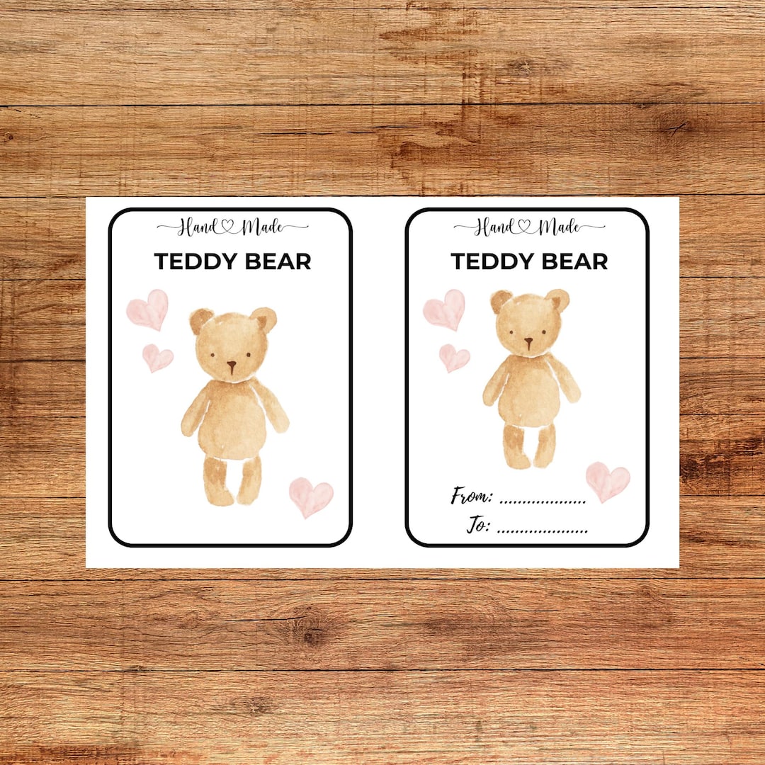 Teddy Bear Tag Label for Printing -- Handmade Teddy Bear Printable Tag ...