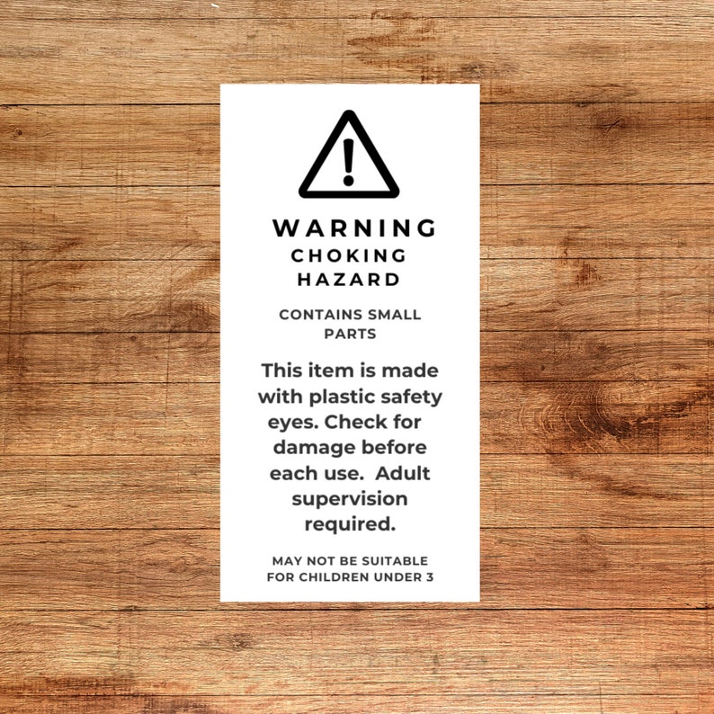 Safety Eyes Warning Tag for Printing -- Choking Hazard Label for ...