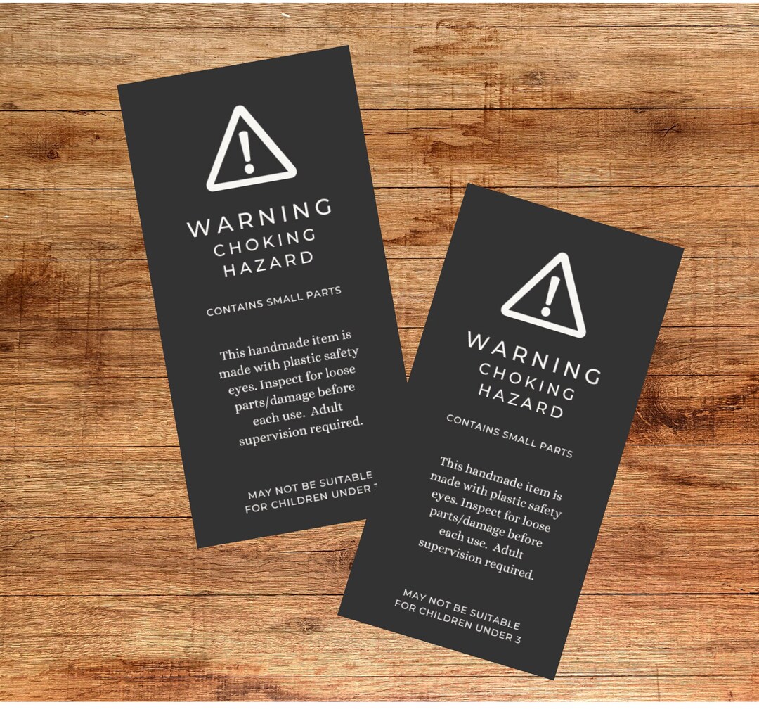 Safety Eyes Warning Tag for Printing -- Choking Hazard Label for ...