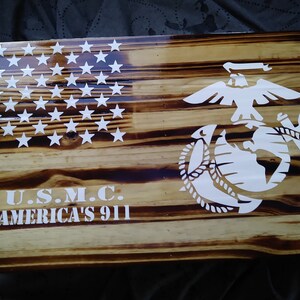 USMC Rustic Reclaimed Wood American Flag by Marine Vet - Etsy