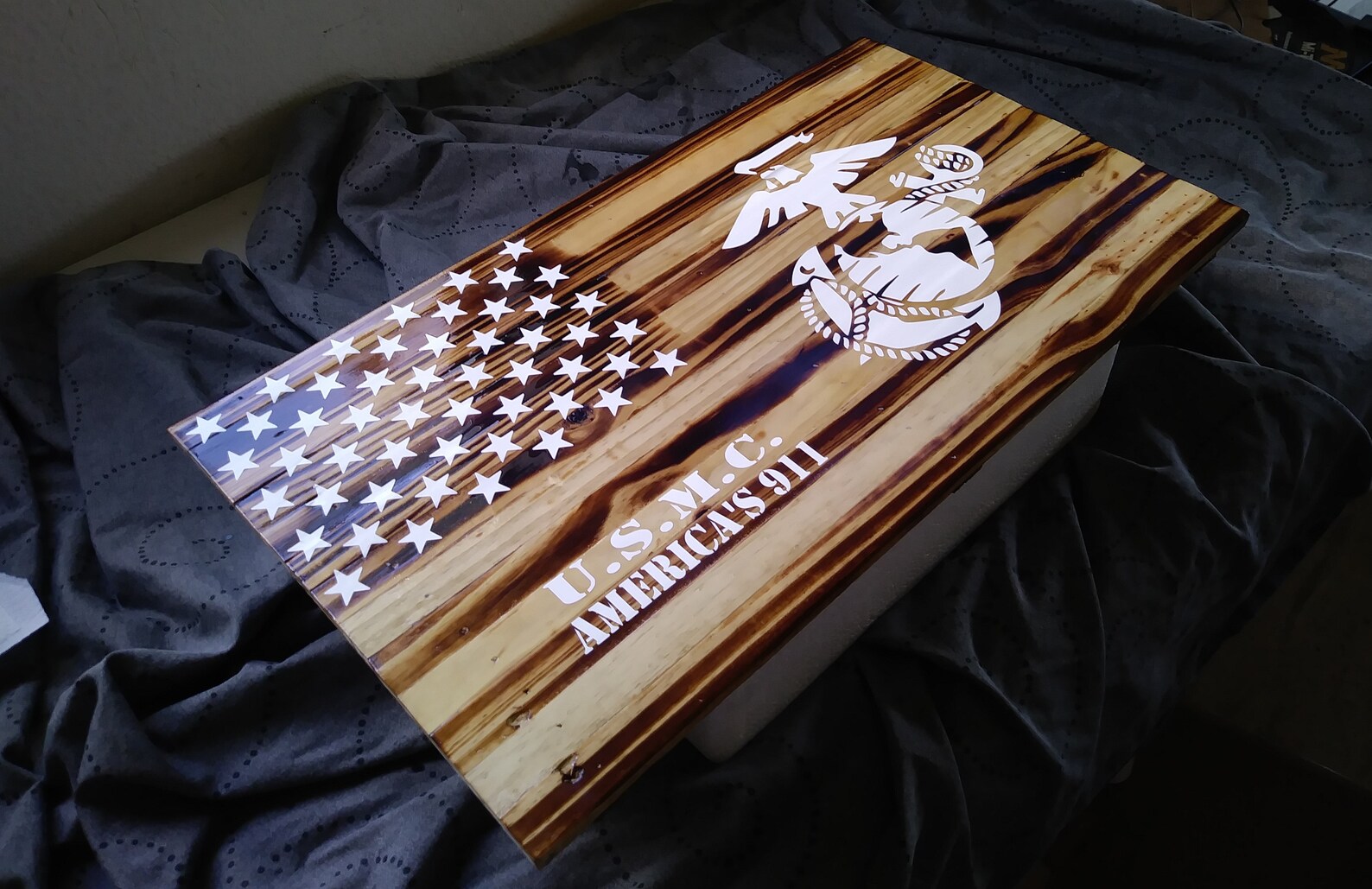 USMC Rustic Reclaimed Wood American Flag by Marine Vet - Etsy