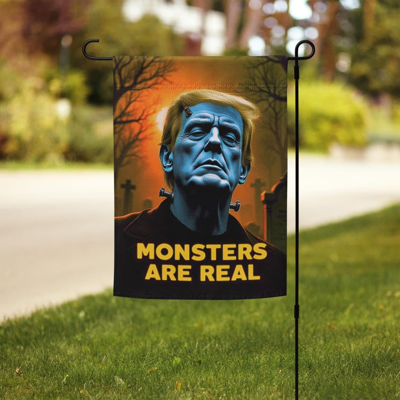 Trump Frankenstein Halloween Flag, Fall Garden Flag, Halloween Wall Art ...