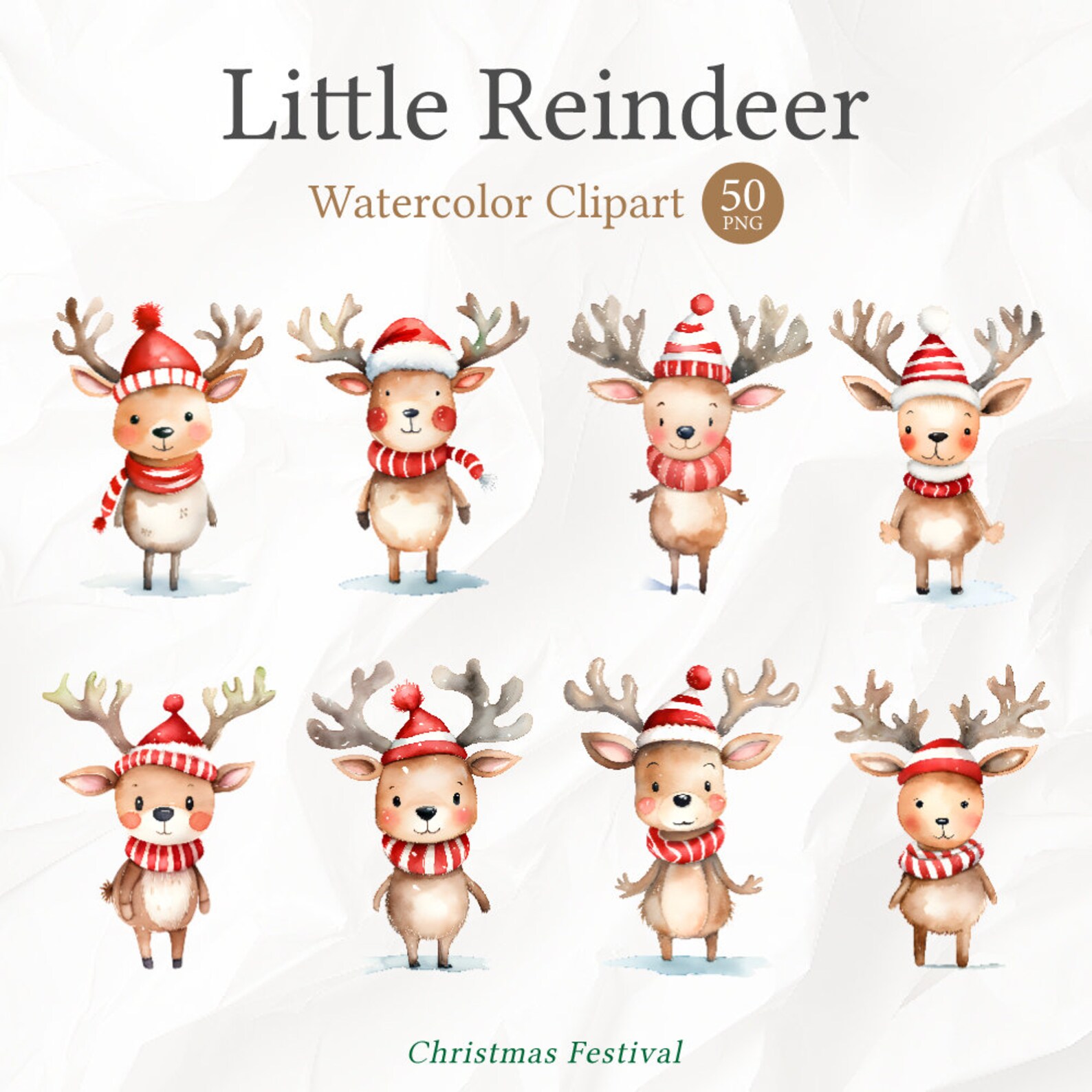 Little Reindeer Watercolor Clipart Stickers Clipart Nursery Clipart ...