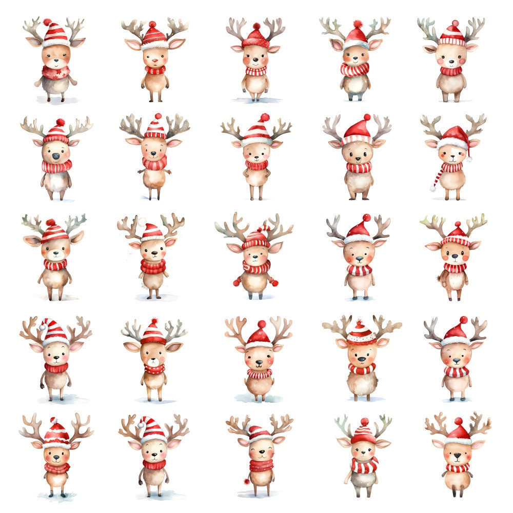 Little Reindeer Watercolor Clipart Stickers Clipart Nursery Clipart ...