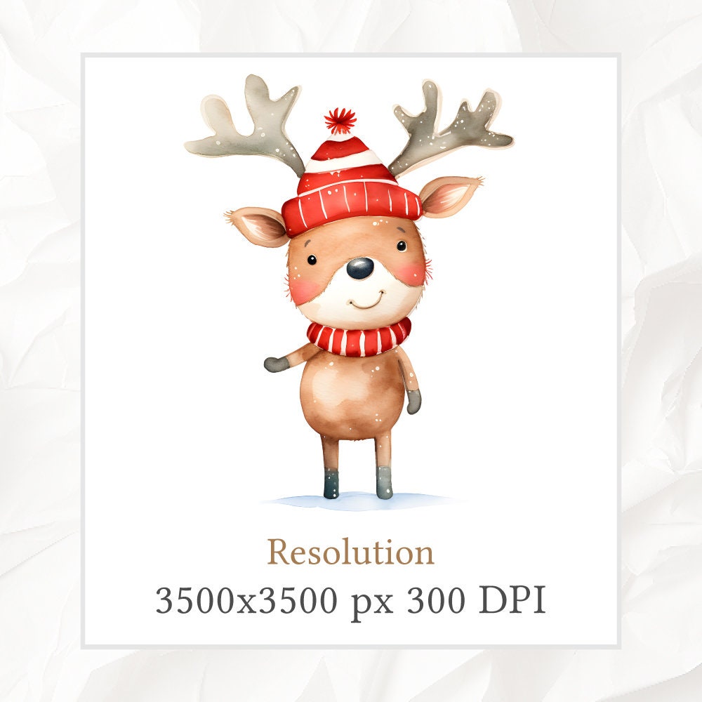 Little Reindeer Watercolor Clipart Stickers Clipart Nursery Clipart ...