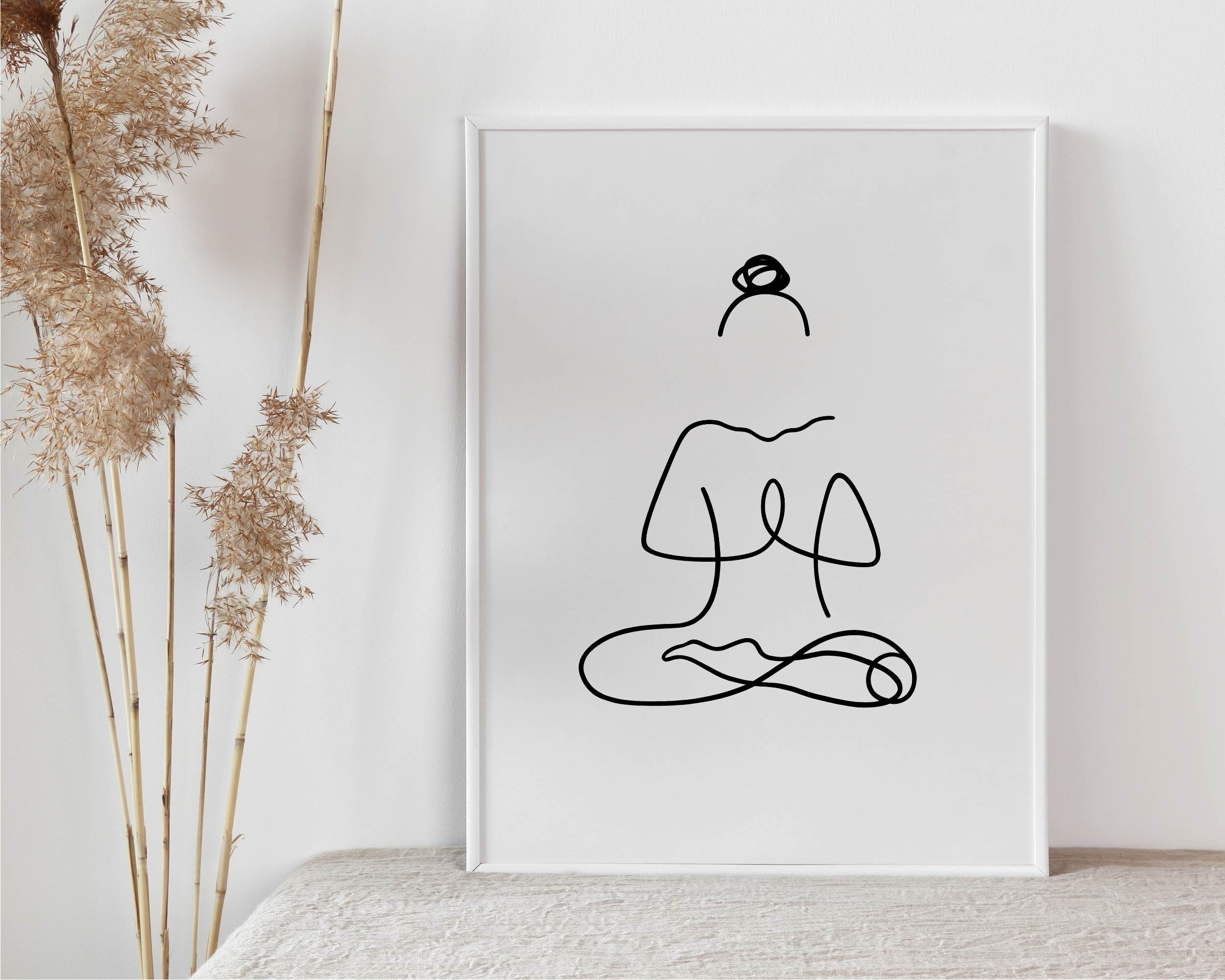 Meditation Wall Art Minimal Wall Decor Line Art Meditation Line Drawing ...