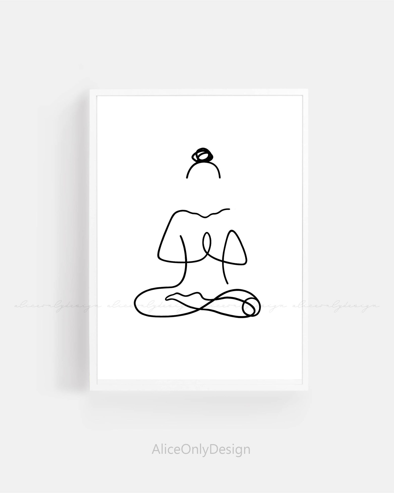 Meditation Wall Art Minimal Wall Decor Line Art Meditation Line Drawing ...