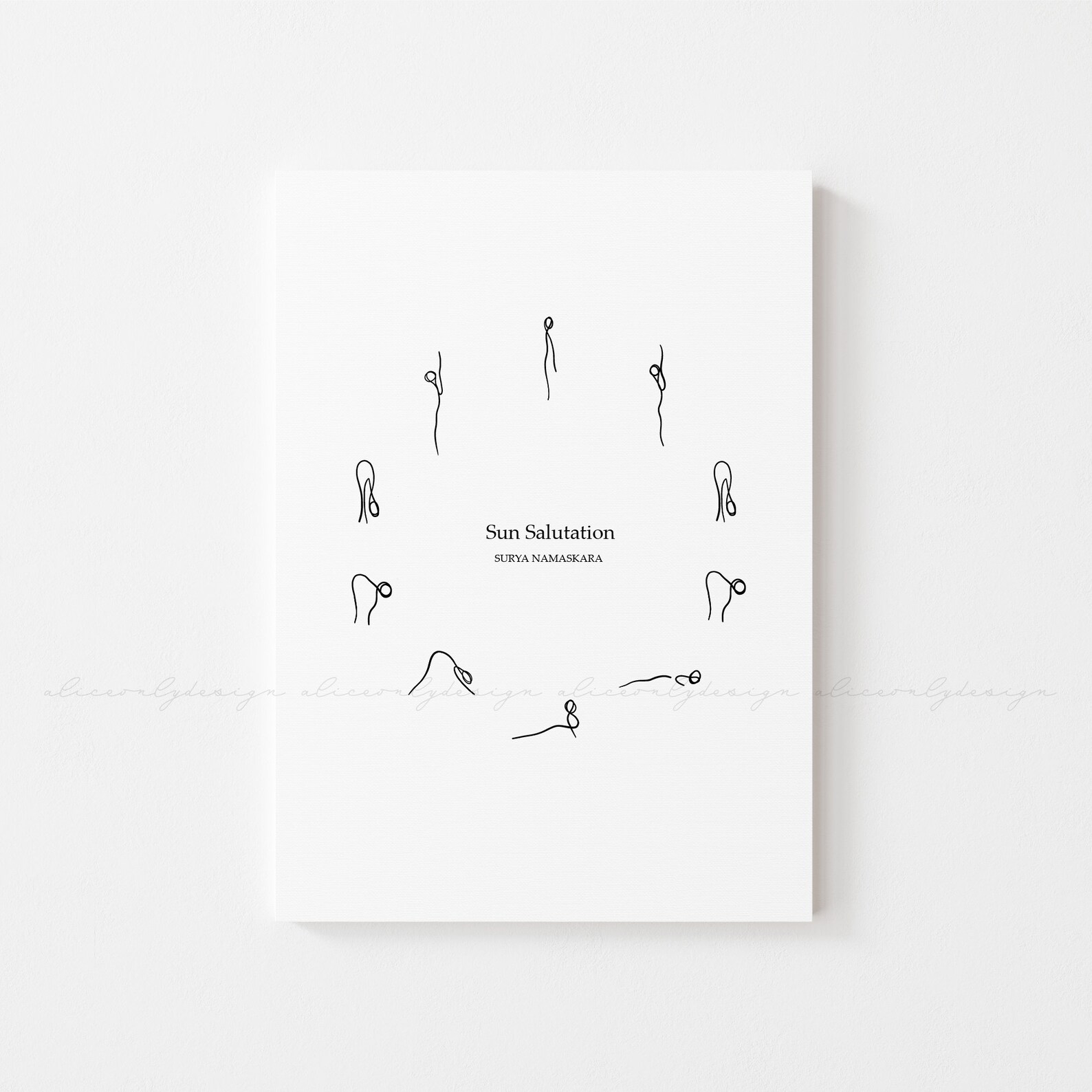 Ashtanga Yoga Wall Art Yoga Line Art Sun Salutation Poster Yoga Line ...